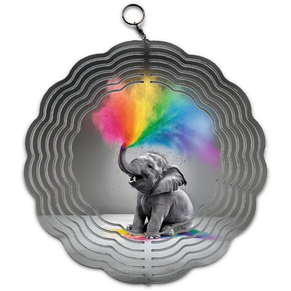 Design | Cute Baby Elephant Blowing Colorful Powder Design Wind Spinner ...